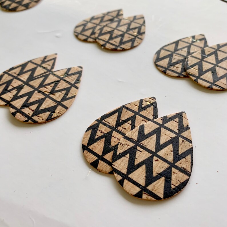 NEW Modern Diamond Geometric Cork Fabric Teardrop Earring | Etsy