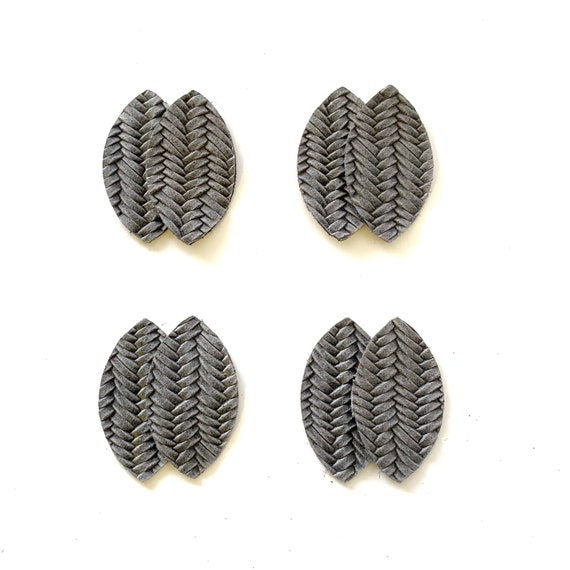 New Ash Gray Fishtail Braided Leather Teardrops Earring | Etsy