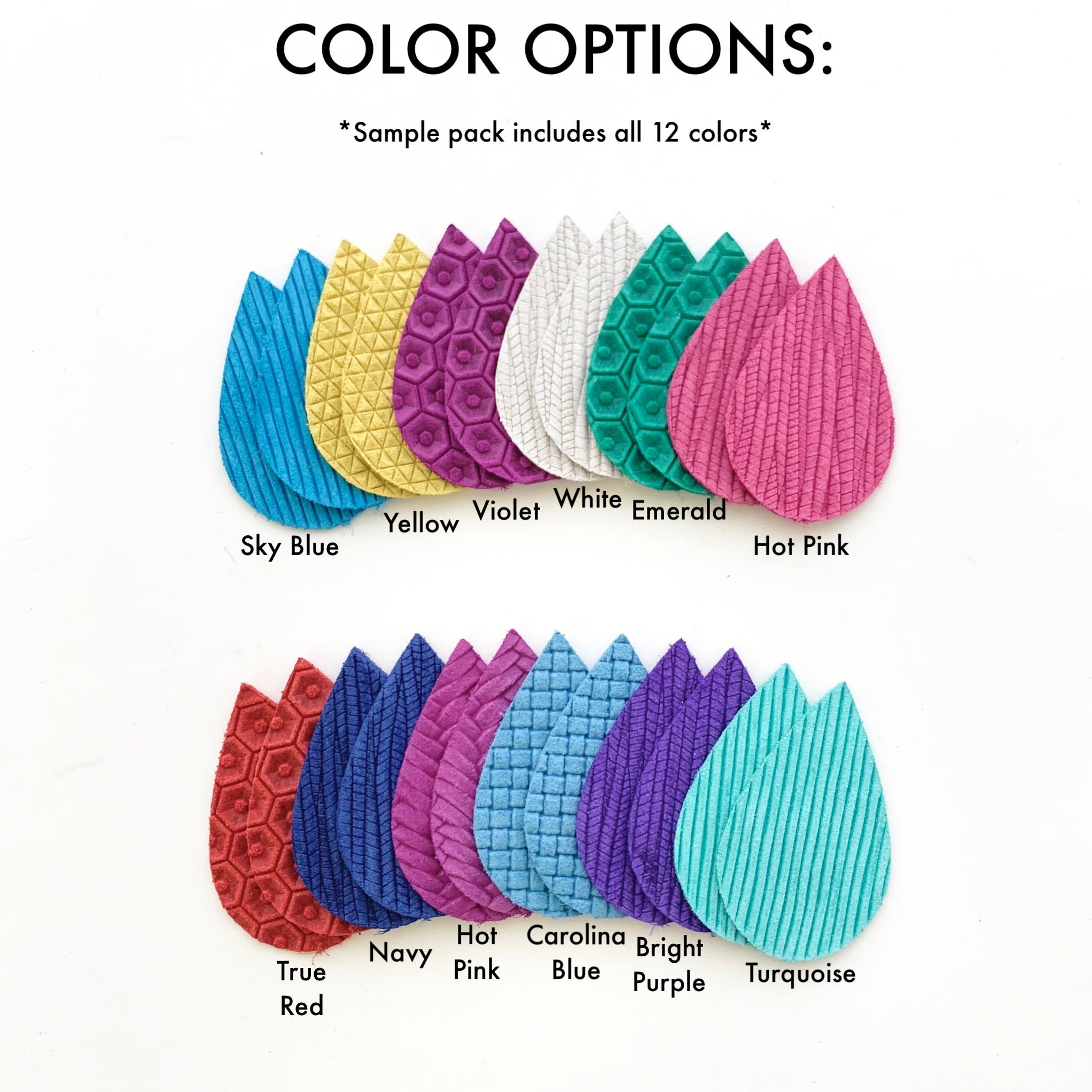 Colorful BRIGHT & BOLD Teardrop Sample Pack, Mixed Embossed Leather ...