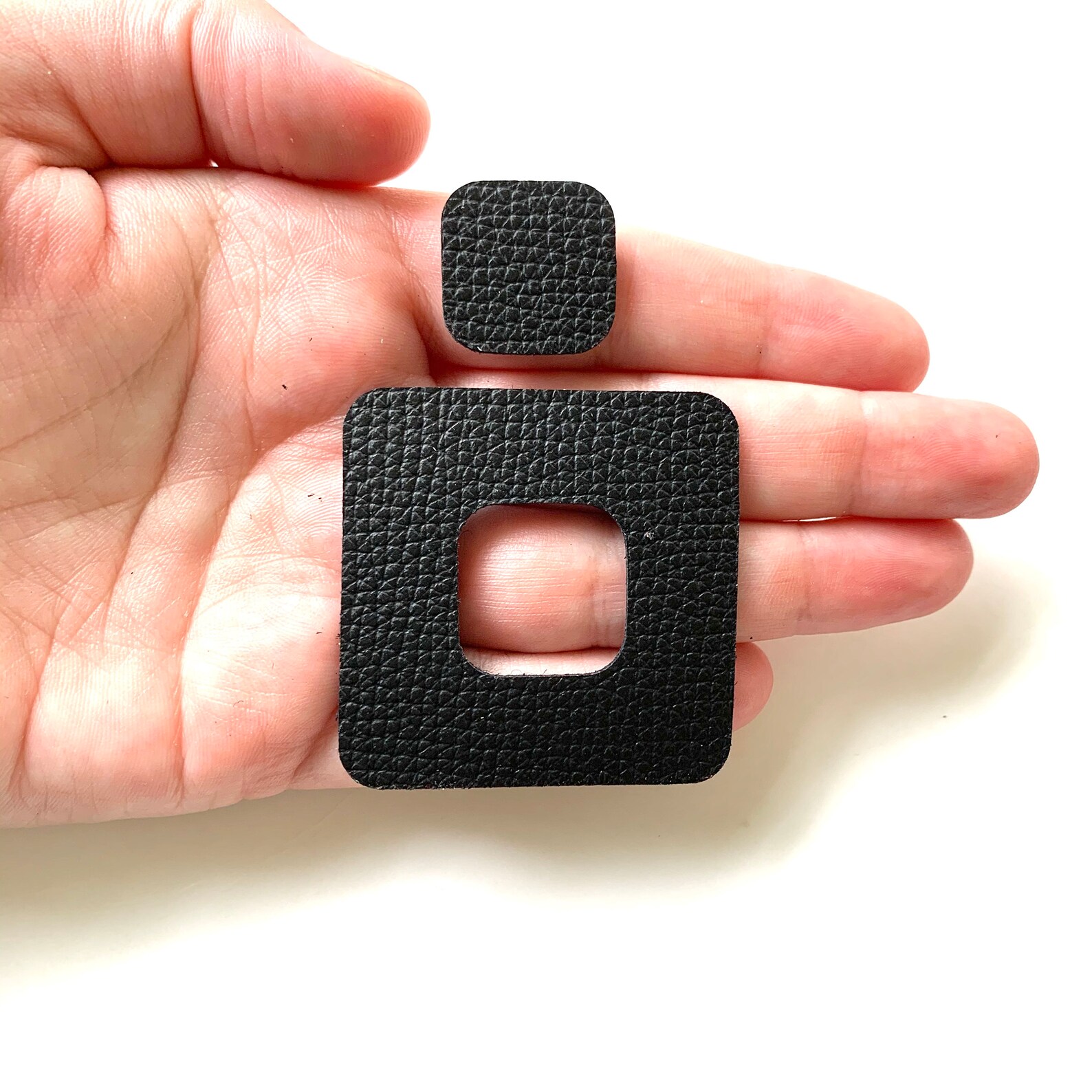 New Black and White Herringbone Leather Square Cut-out Shape | Etsy