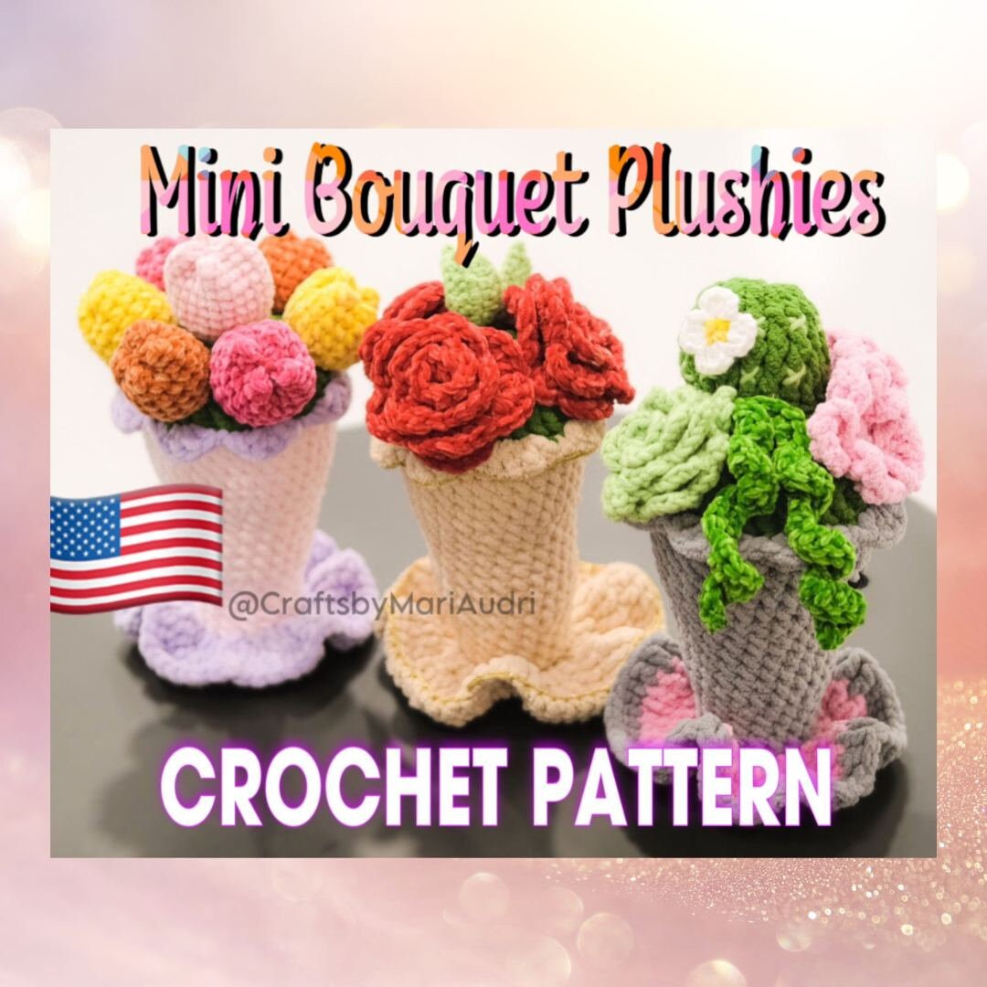 Mini Bouquet Crochet Pattern Roses Succulents Tulips - Etsy