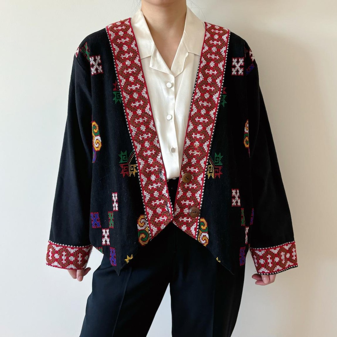 Vintage Blazer Vintage Jacket Vintage Style Embroidered Floral Tribal ...