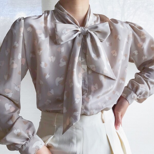 Secretary Bow Blouse - Etsy