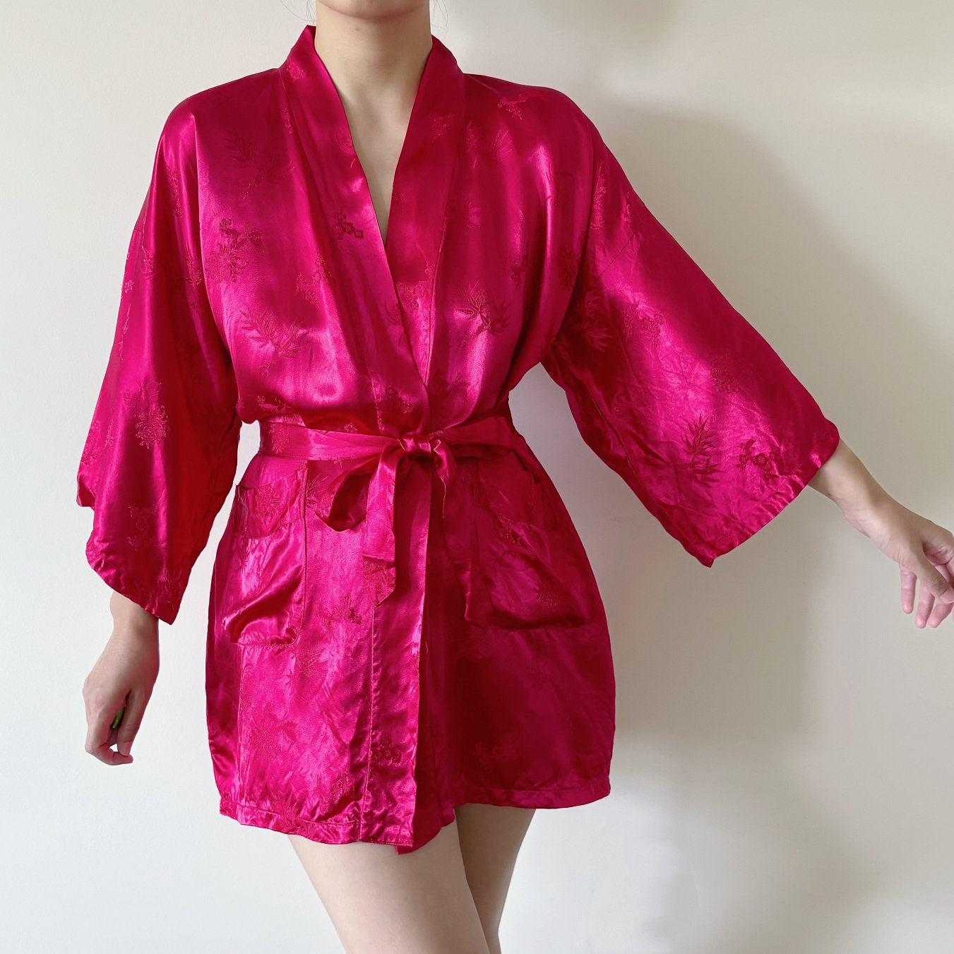 Vintage Silk Robe Kimono Style Embroidered Silk Robe Silk Gown Silk ...