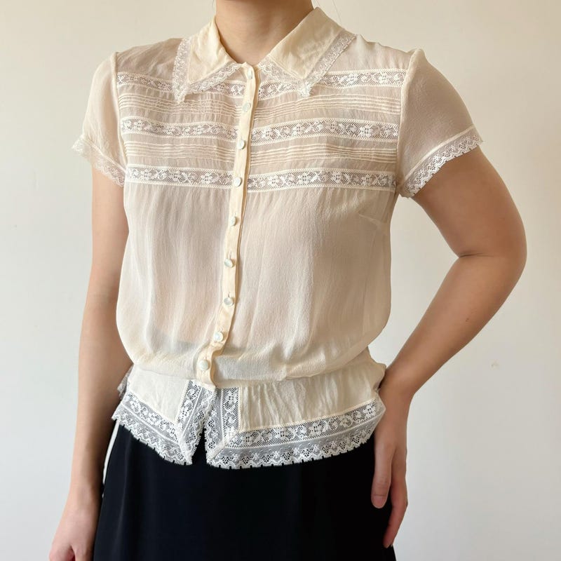 Cream Blouse - Etsy