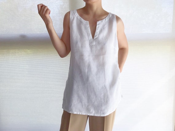Vintage Linen Blouse White Linen Linen Top Linen Shirt Linen | Etsy