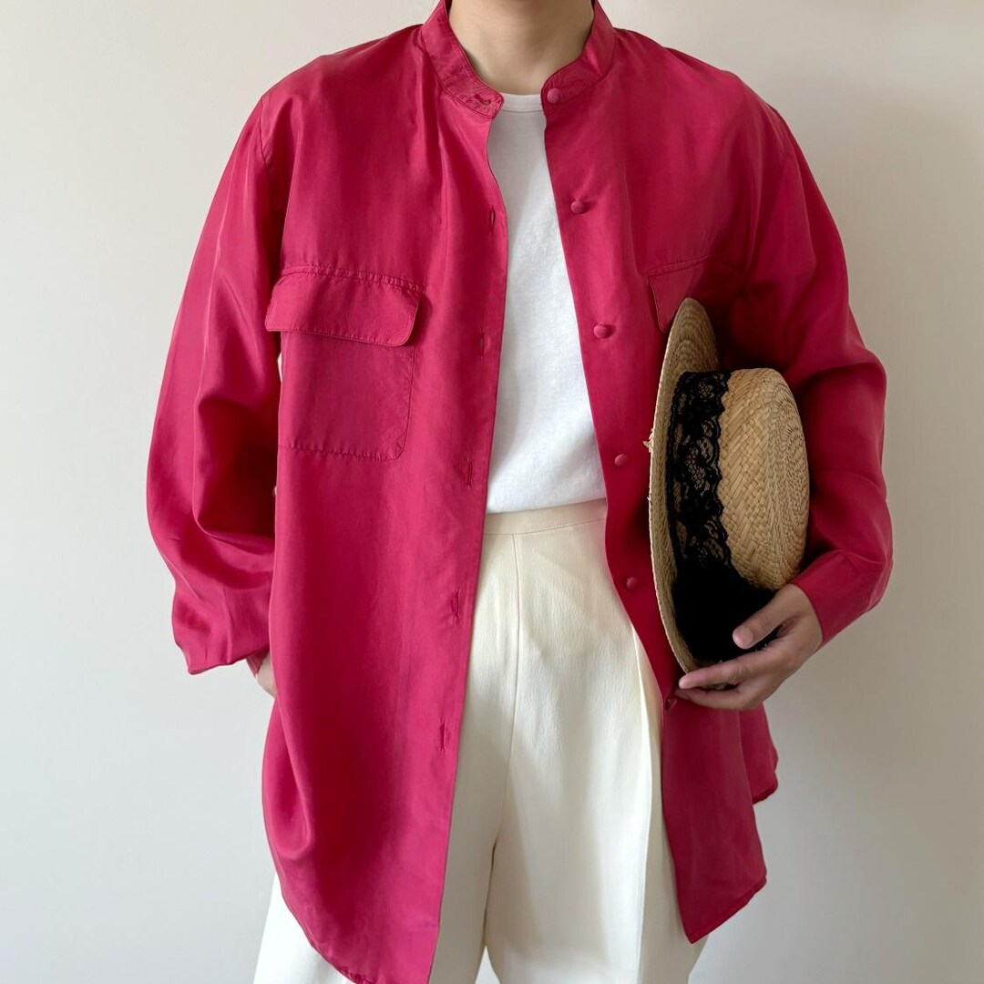 Vintage Silk Shirt Silk Duster Satin Metallic Charmeuse Silk Blouse ...