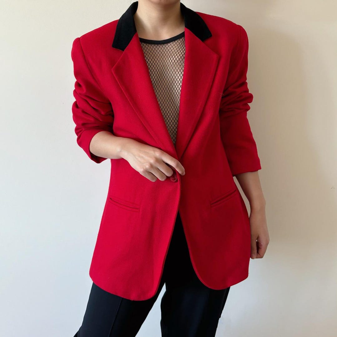 Vintage Wool Blazer Minimalist Blazer Double Chest Double Breasted ...