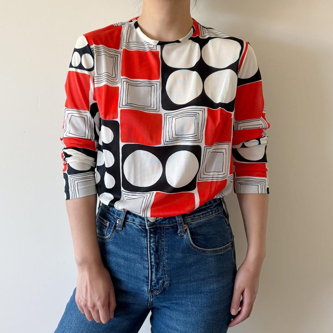 Vintage Blouse 70s 60s Retro Vintage Style Hippie Boho White Orange ...