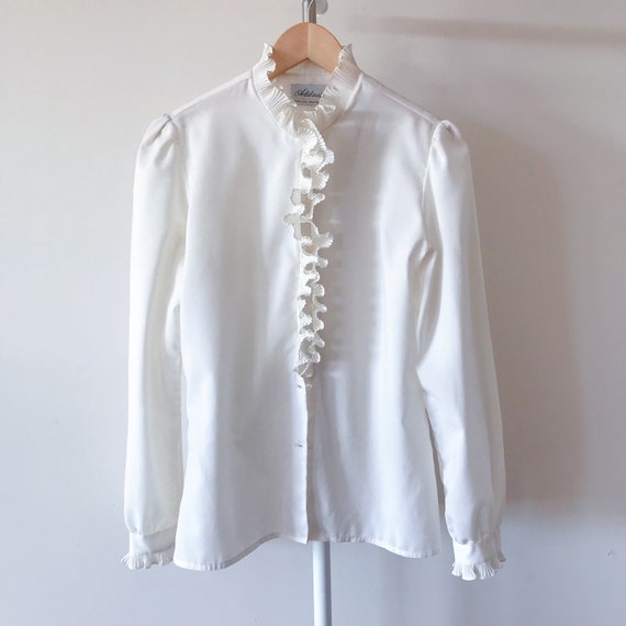 vintage blouse jabot blouse ruffle chest lace blouse … - Gem