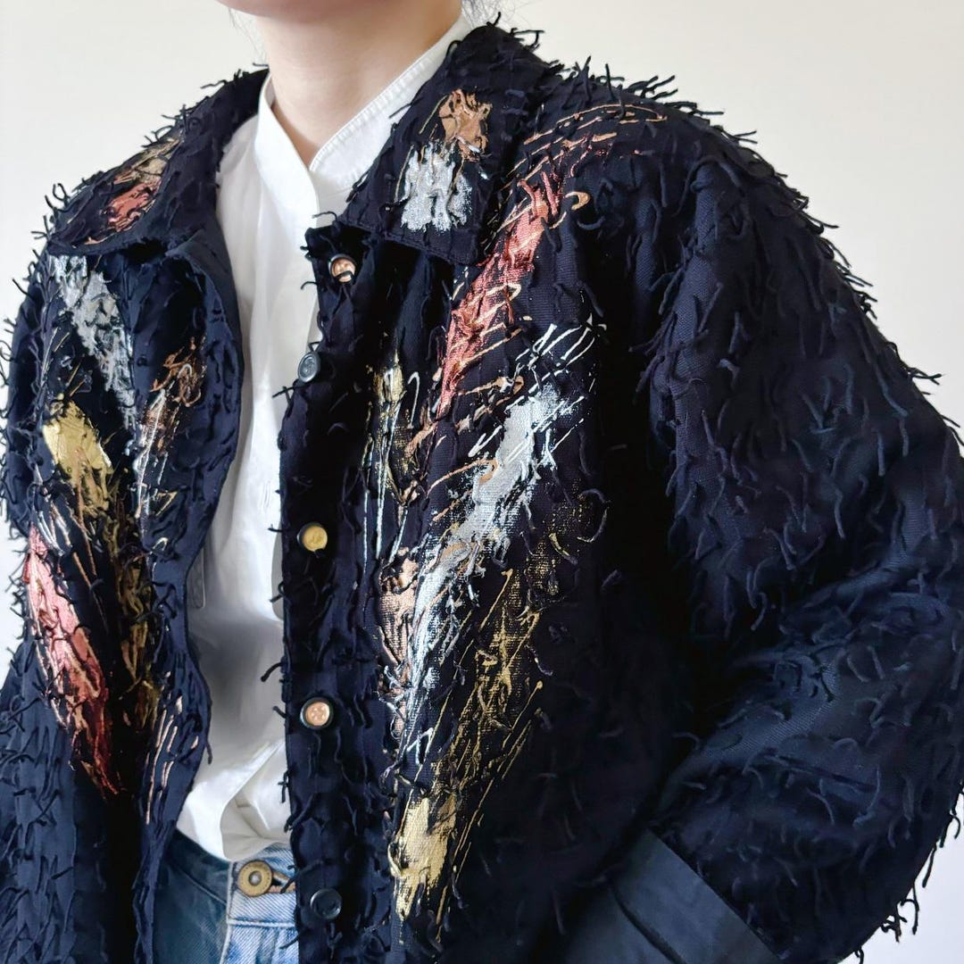 Vintage Tassel Jacket Textured Jacket Utility Jacket Chore Jacket Boxy ...