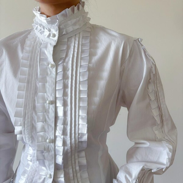 Ruffle Collar Shirt - Etsy