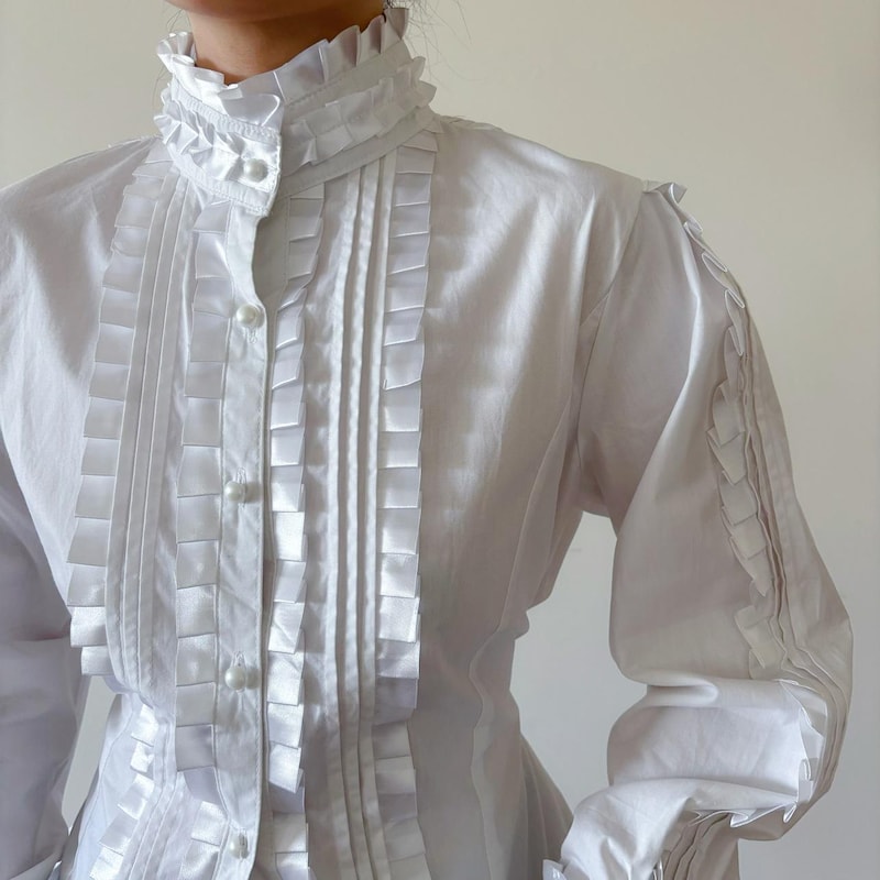Ruffle Collar Shirt - Etsy