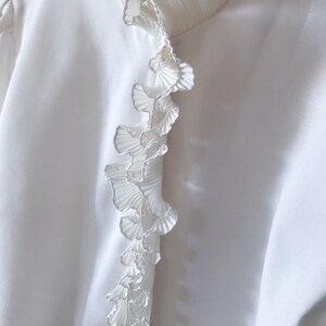 Vintage Blouse Jabot Blouse Ruffle Chest Lace Blouse White Shirt Sheer ...