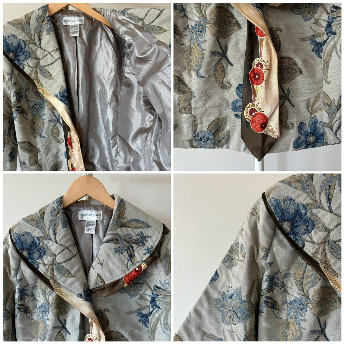 Vintage Blazer Vintage Jacket Bell Sleeves Floral Green Cropped Top ...