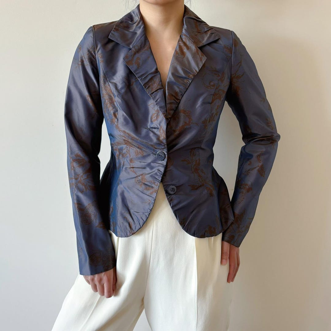 Vintage RENATO NUCCI Silk Blazer Silk Top Silk Shirt Fitted Jacket ...