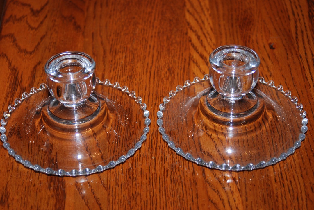 Vintage Imperial Glass Candlewick Taper Candlestick Holders - Etsy