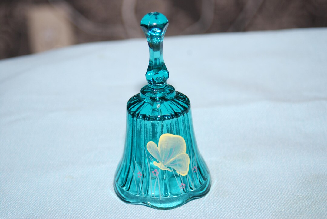 Fenton Glass Blue Miniature Hand Pained Butterfly Bell - Etsy