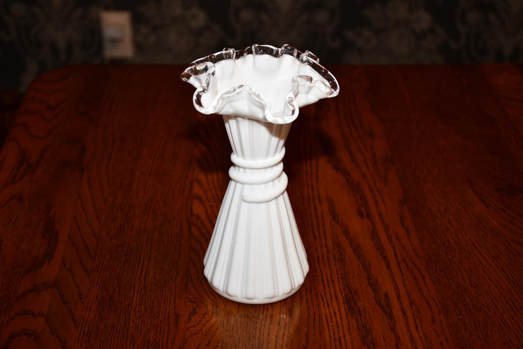 Vintage Fenton Silver Crest Wheat Vase - Etsy