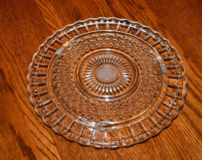 Vintage Clear Depression Glass Round 3 Footed Cake Plate Sunflower ...