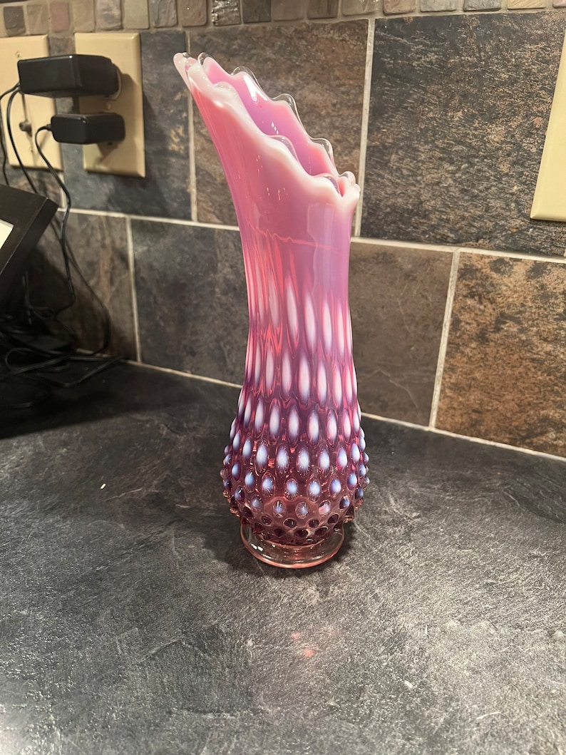 Fenton Plum Opalescent Hobnail Stretch Vase - Etsy