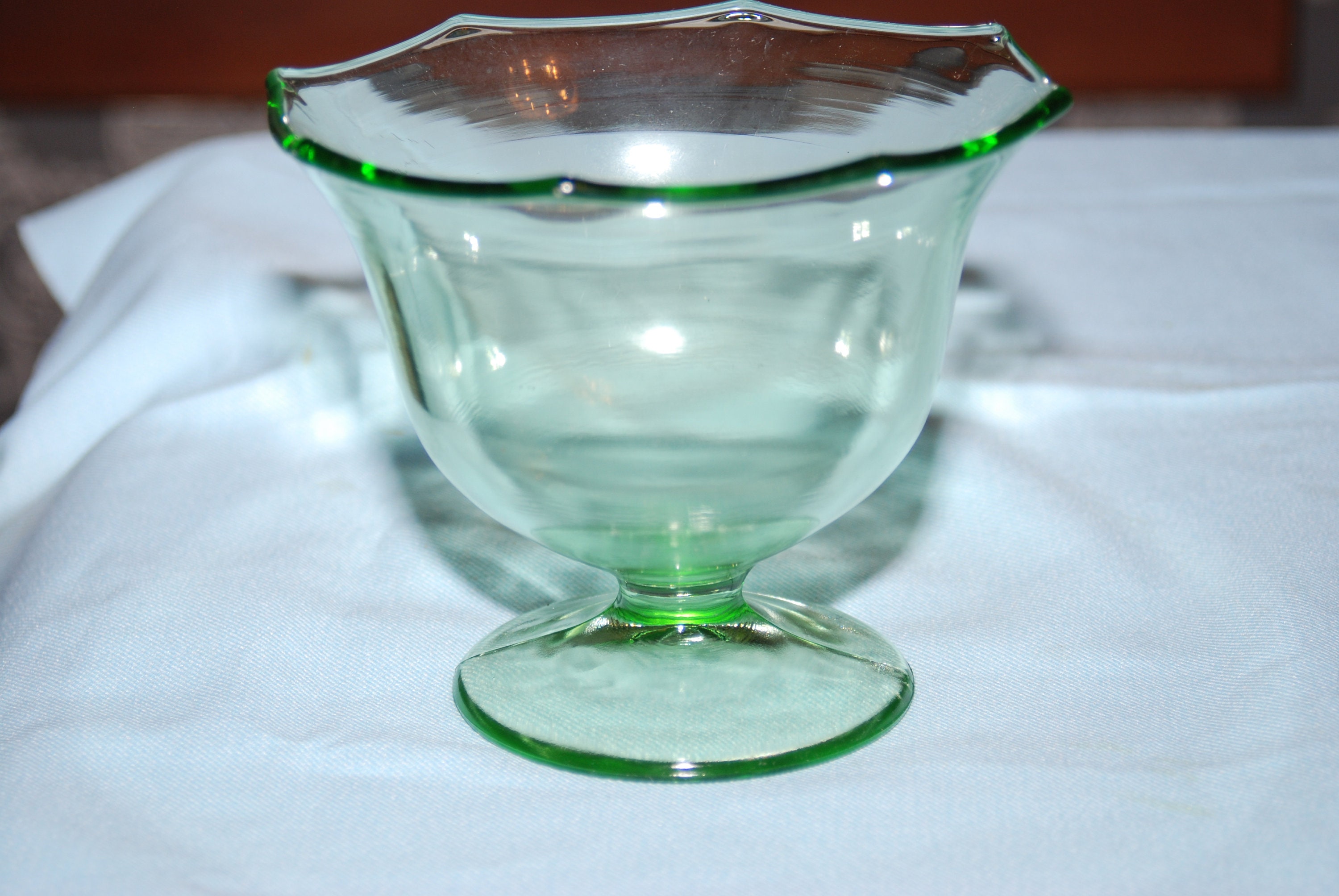 Vintage Federal Green Depression Glass Octagonal Pedestal - Etsy
