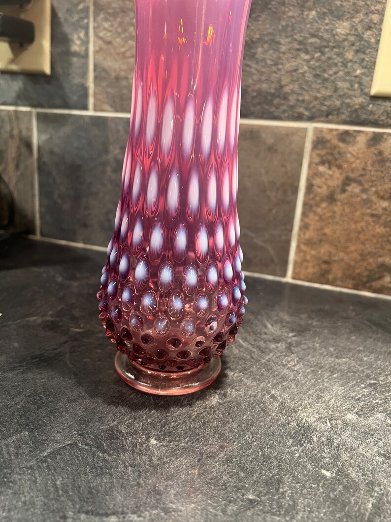 Fenton Plum Opalescent Hobnail Stretch Vase - Etsy