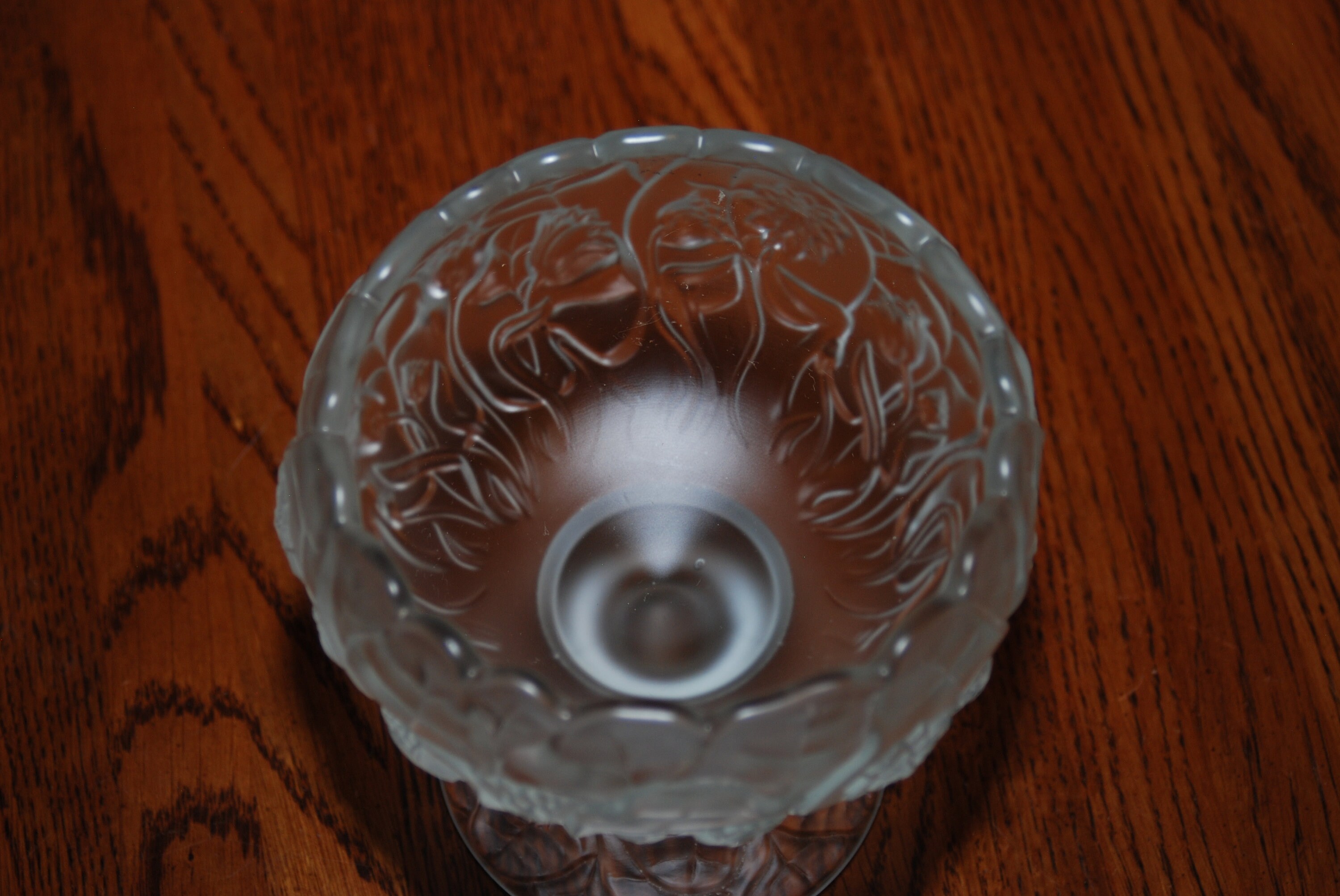 Fenton Clear Satin Glass Water Lily Pattern Pedestal Compote - Etsy