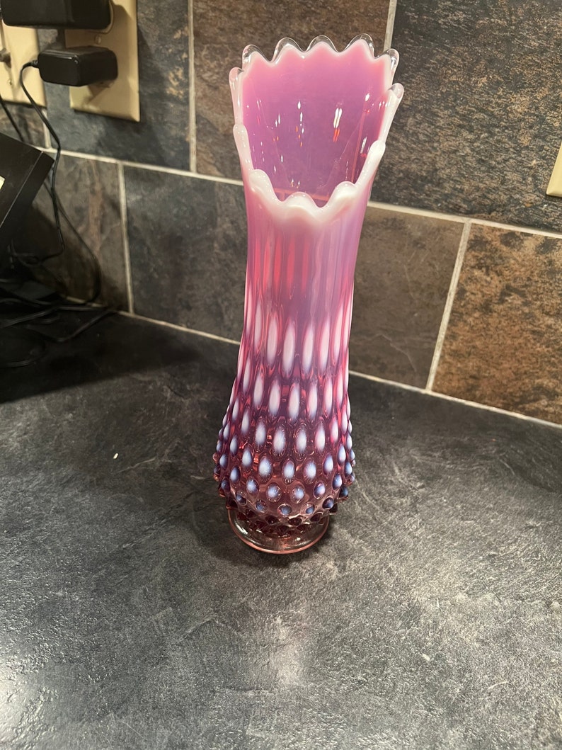 Fenton Plum Opalescent Hobnail Stretch Vase - Etsy