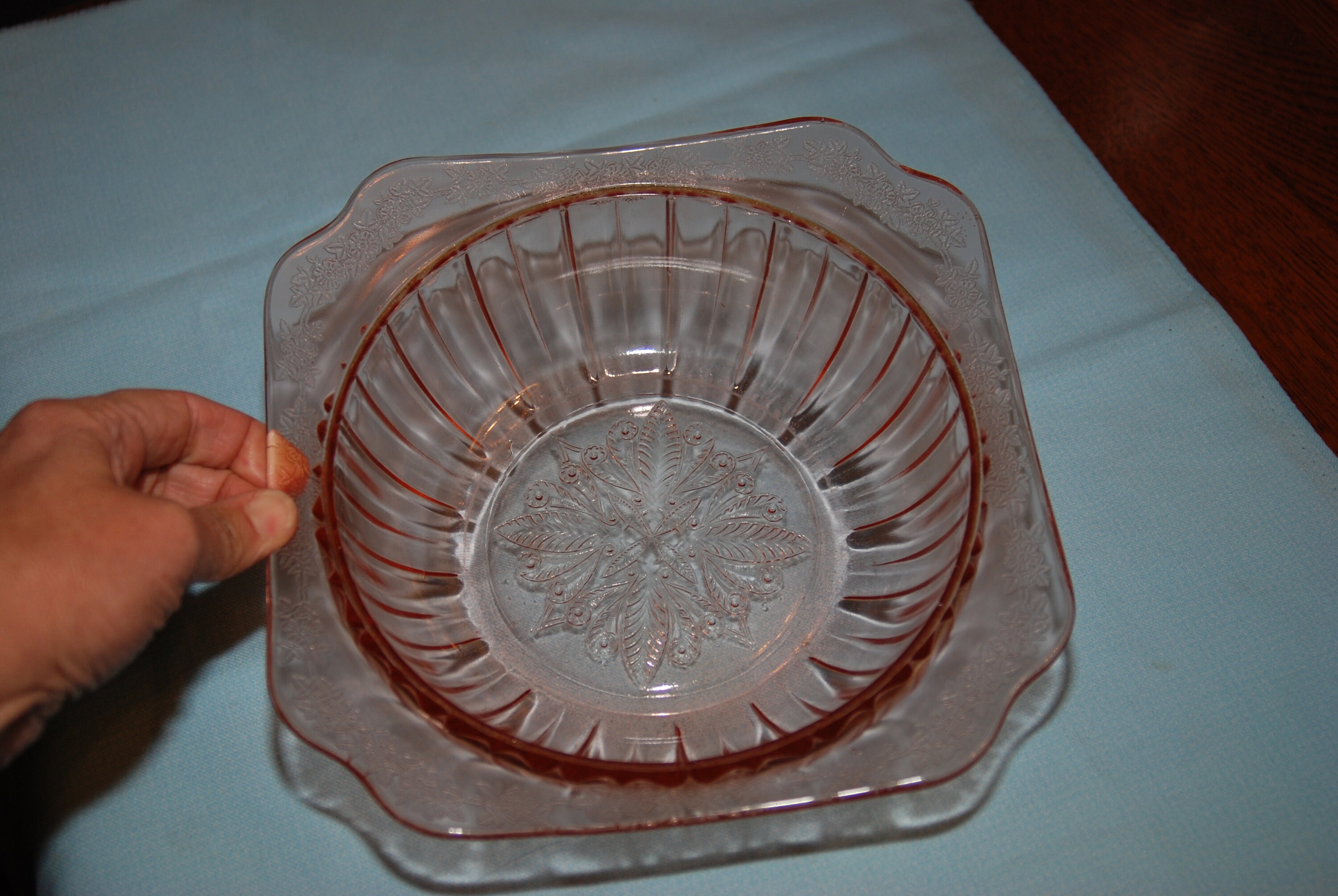 Vintage Pink Depression Glass Jeanette Co. Adam Square Serving Bowl - Etsy