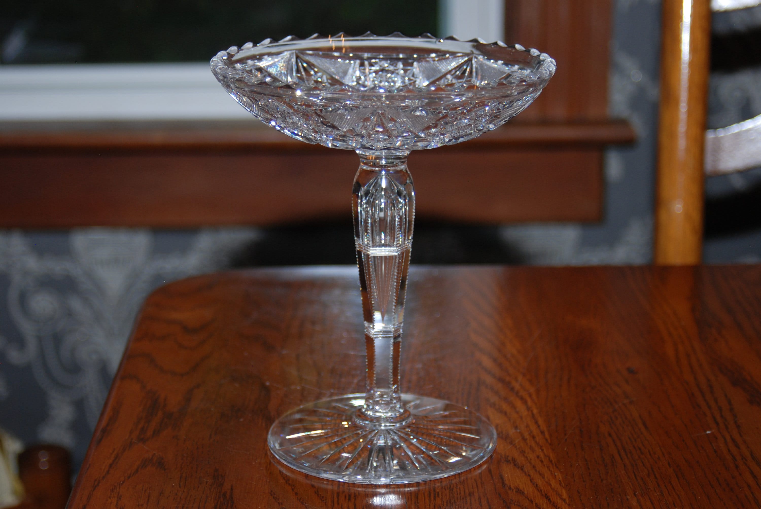 American Brilliant Period Cut Glass Crystal Pedestal Compote - Etsy