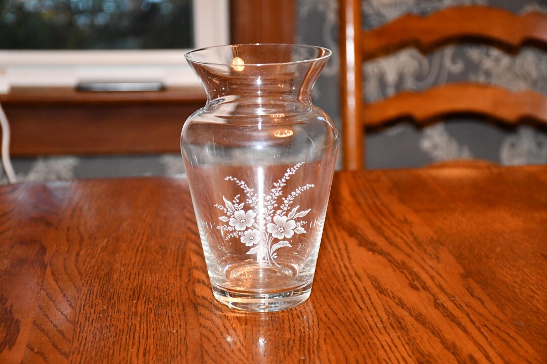 Vintage Princess House Crystal Vase W/ Frosted Floral Bouquet - Etsy