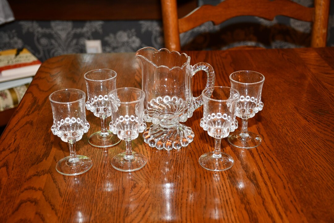 Vintage Set of 6 Bryce Atlas Beaded Stemware & Pitcher/cordials - Etsy
