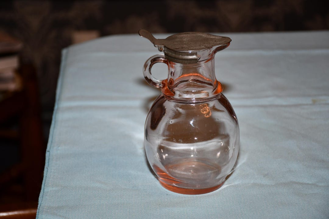 Vintage Hazel Atlas Pink Depression Glass Finger Loop Syrup Pitcher W ...