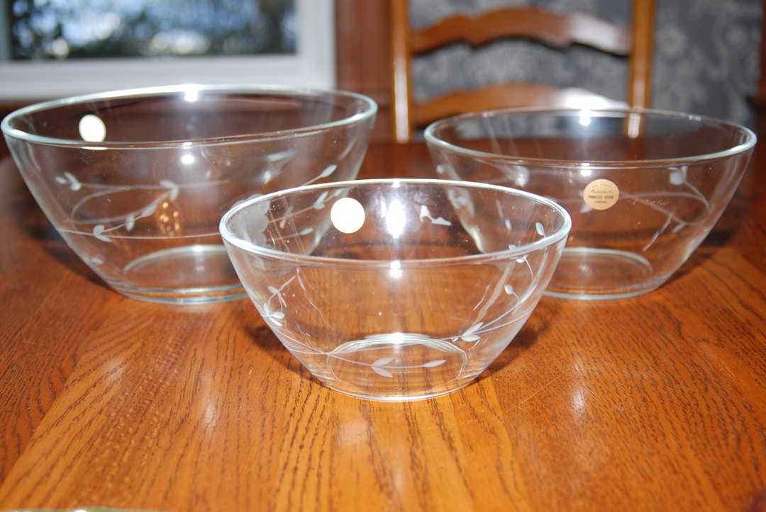 3 Piece Set Princess House Crystal Heritage Mixing/nesting Bowls With ...