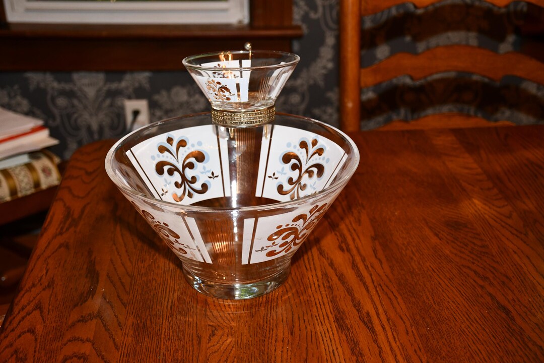 MCM Anchor Hocking Fleur De Lis Gold Chip & Dip - Etsy