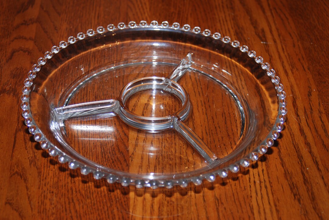 Vintage Imperial Glass Candlewick Round 3 Part Divided Serving Bowl ...