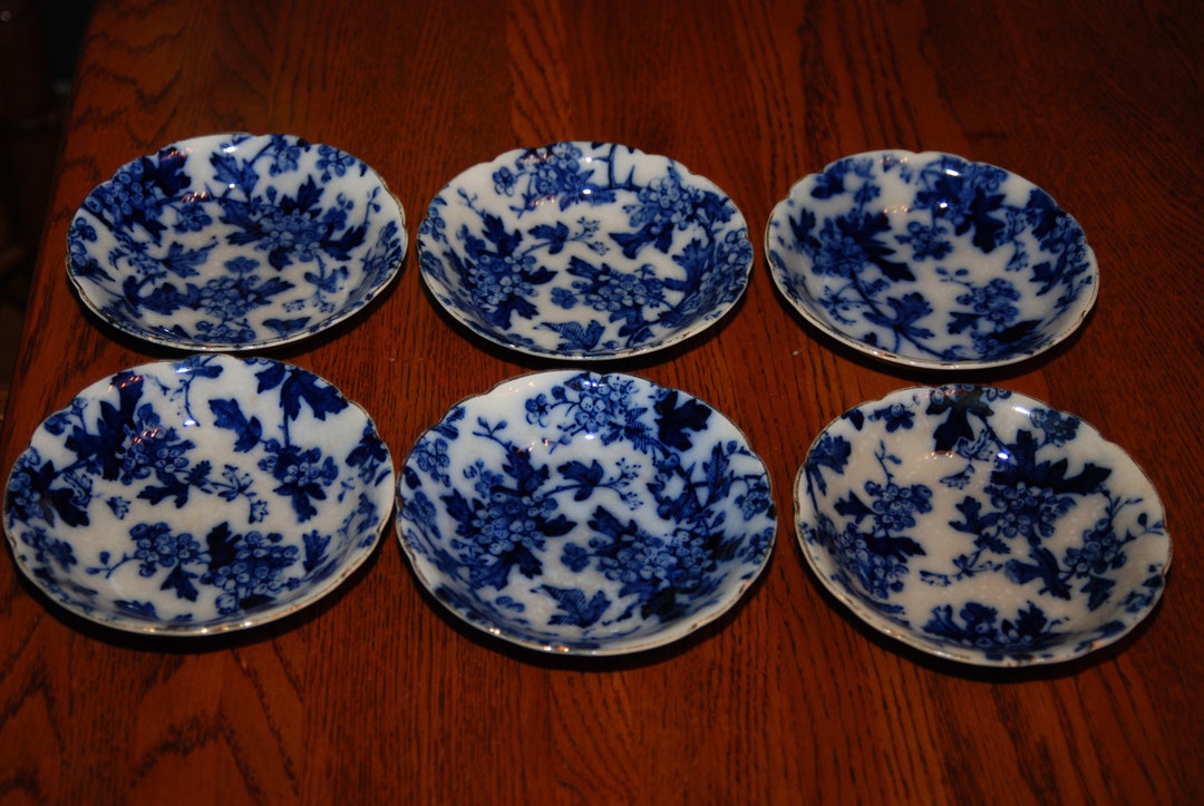 Set of 6 Flo Blue Mercer Semi Vitreous Dessert Bowls - Etsy