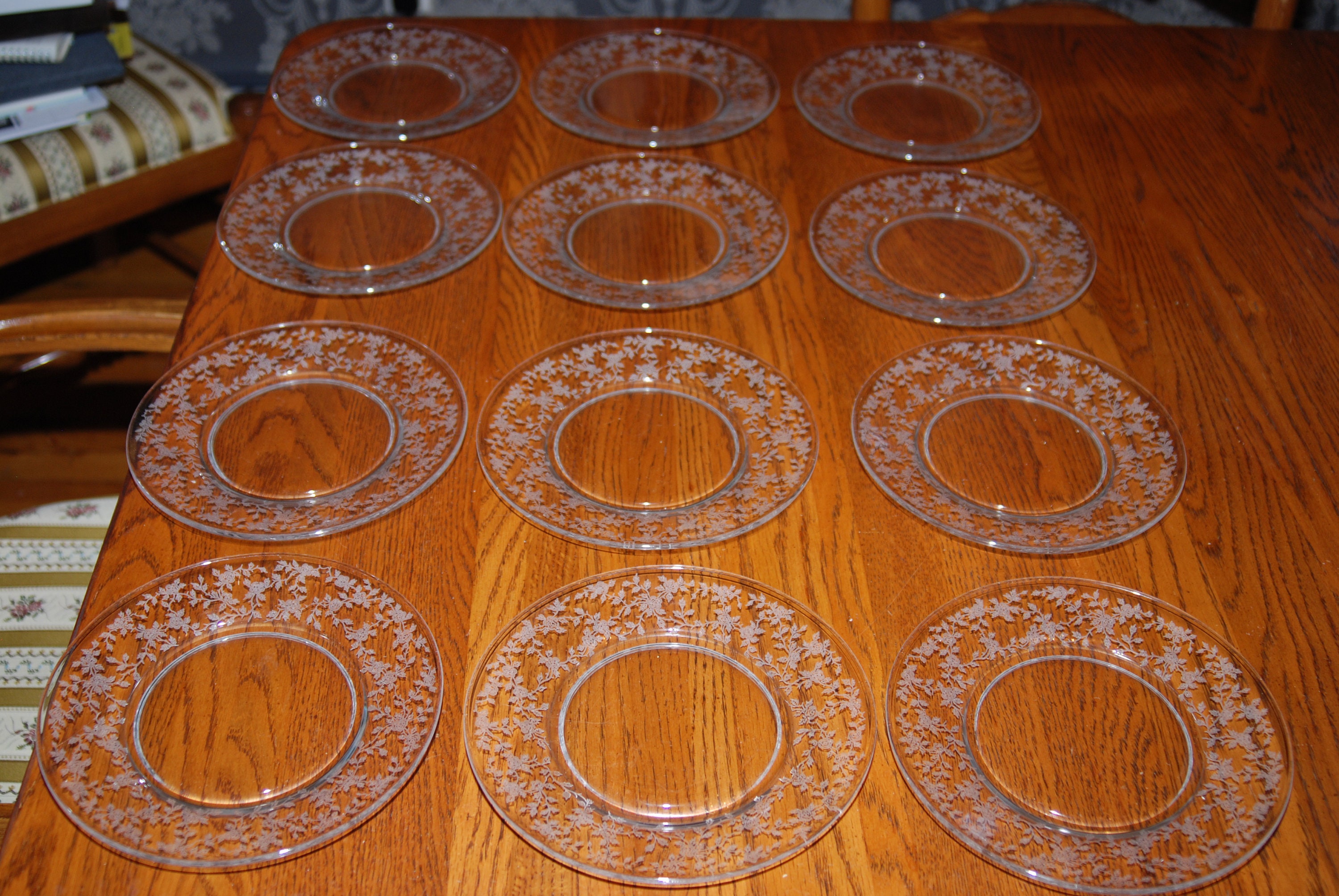 Set of 12 Fostoria Floral Rose Etched 8 Plates - Etsy