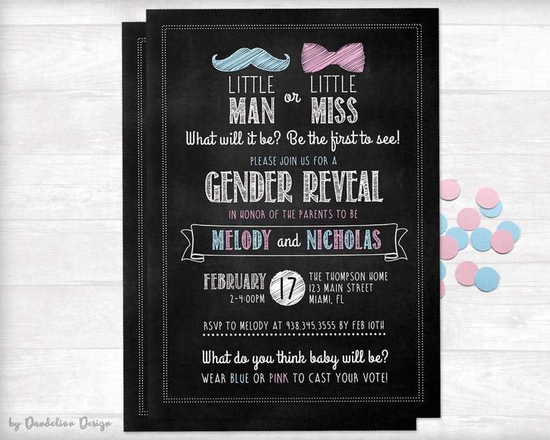 Little Man or Little Miss Gender Reveal Invitation Printable | Etsy