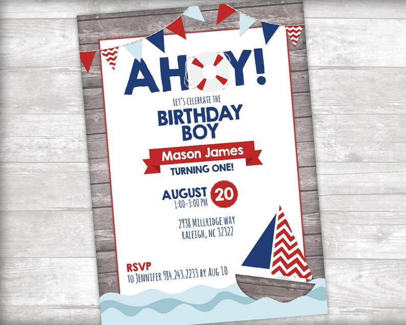 AHOY Birthday Boy Invitation Printable | Etsy