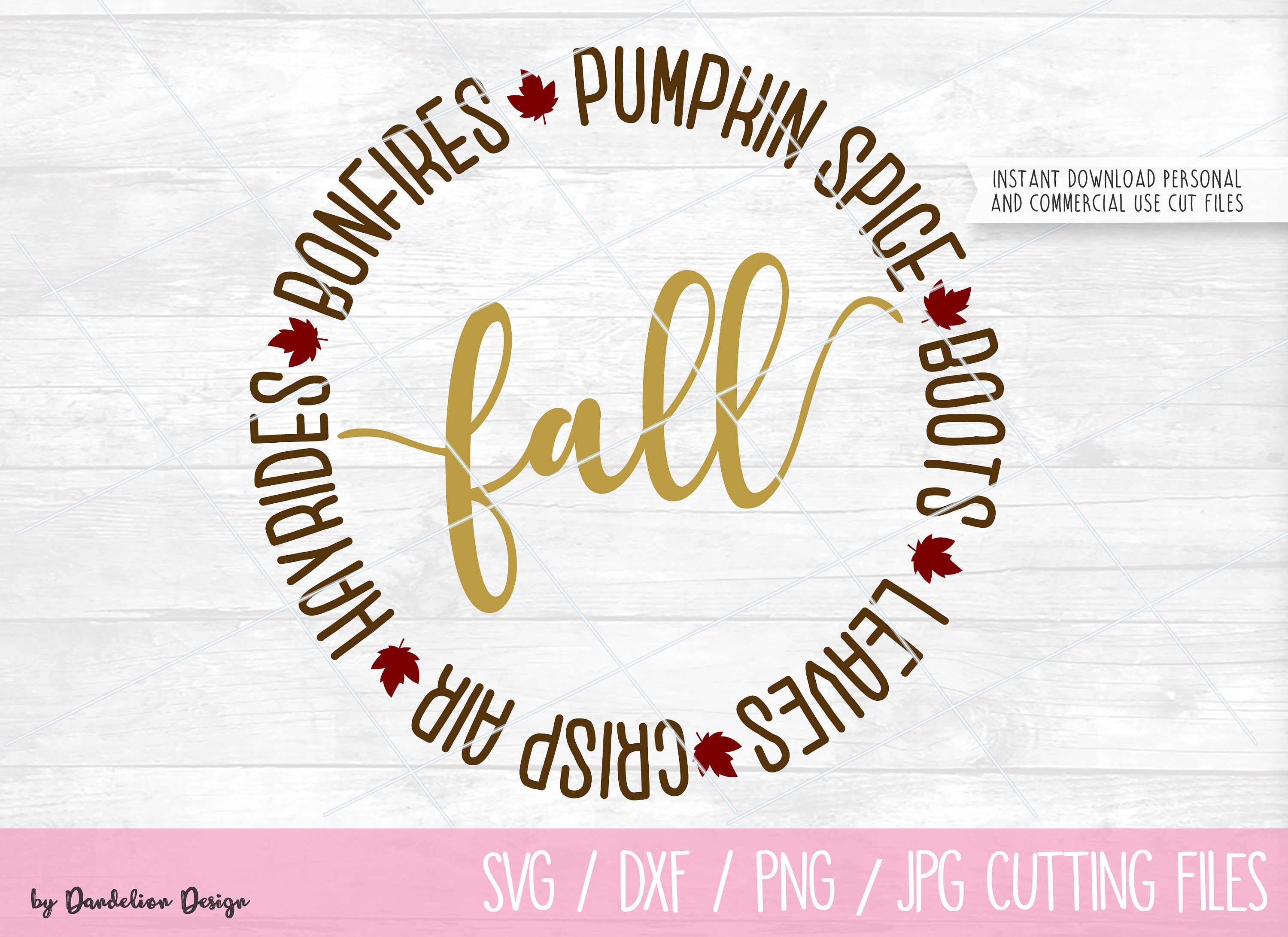 Fall Things Circle Digital SVG DXF PNG Cut Files | Etsy