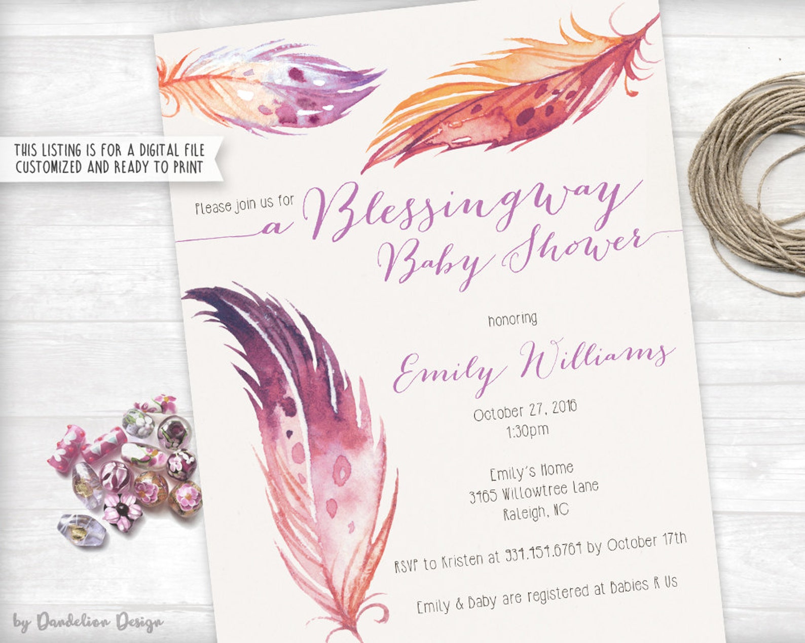 Blessingway Baby Shower Invitation Plus Candle Tag Printable - Etsy