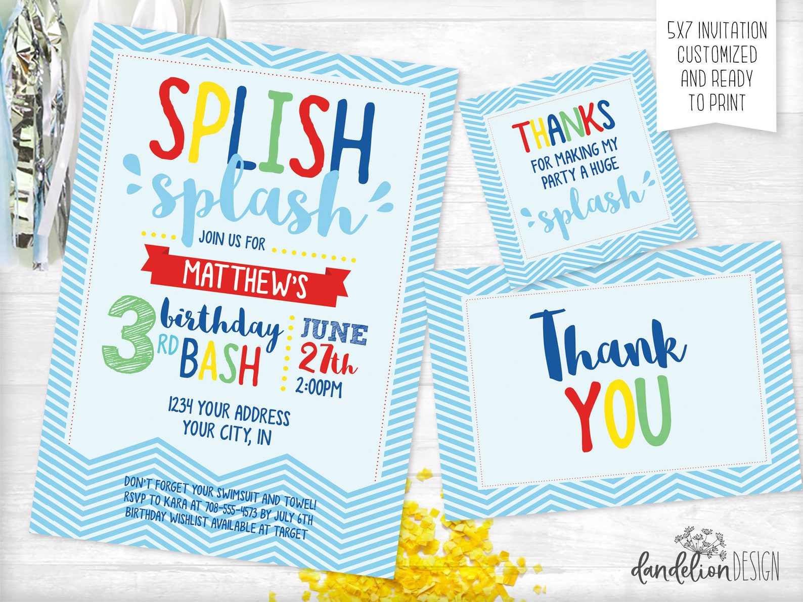 Splish Splash Birthday Bash Pool Party Invitation Printable - Etsy