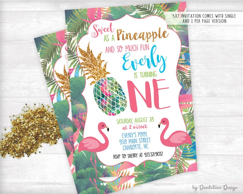 Sweet as A Pineapple First Birthday Invitation Printable - Etsy