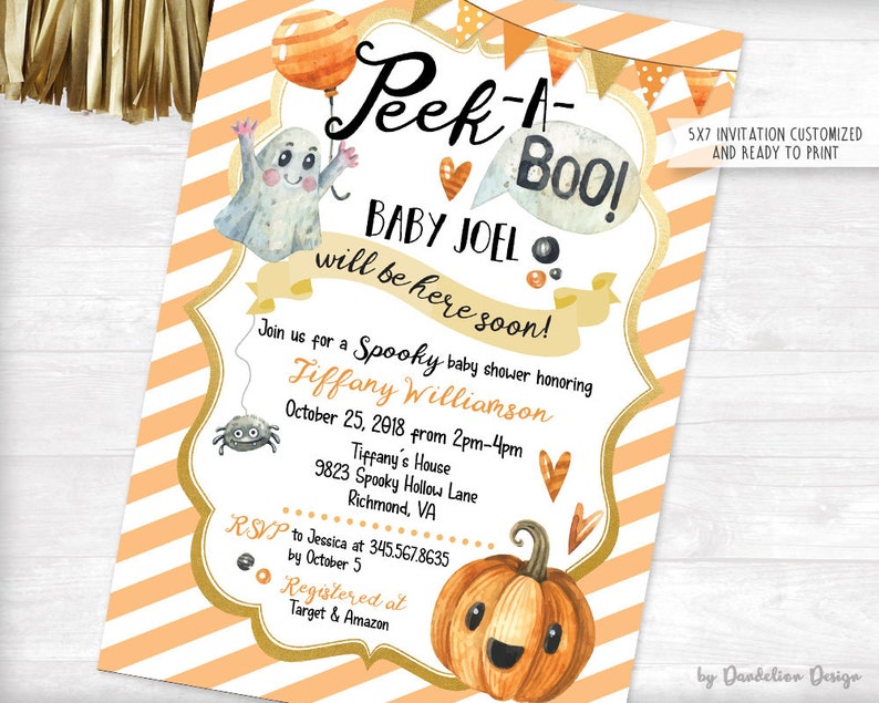 Peek a boo Halloween Baby Shower Invitation Printable Etsy