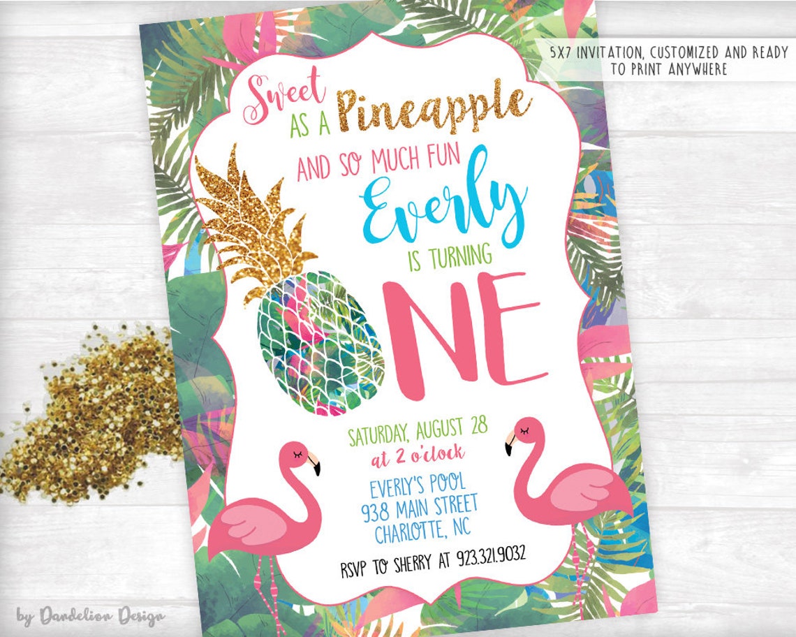 Sweet as A Pineapple First Birthday Invitation Printable - Etsy