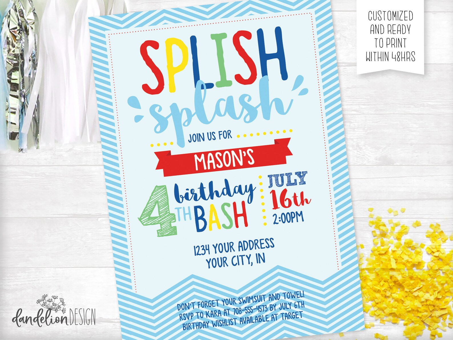Splish Splash Birthday Bash Pool Party Invitation Printable - Etsy