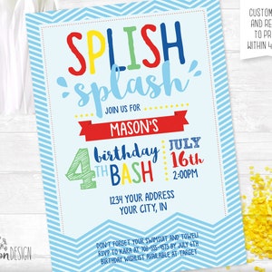 Splish Splash Birthday Bash Pool Party Invitation Printable - Etsy