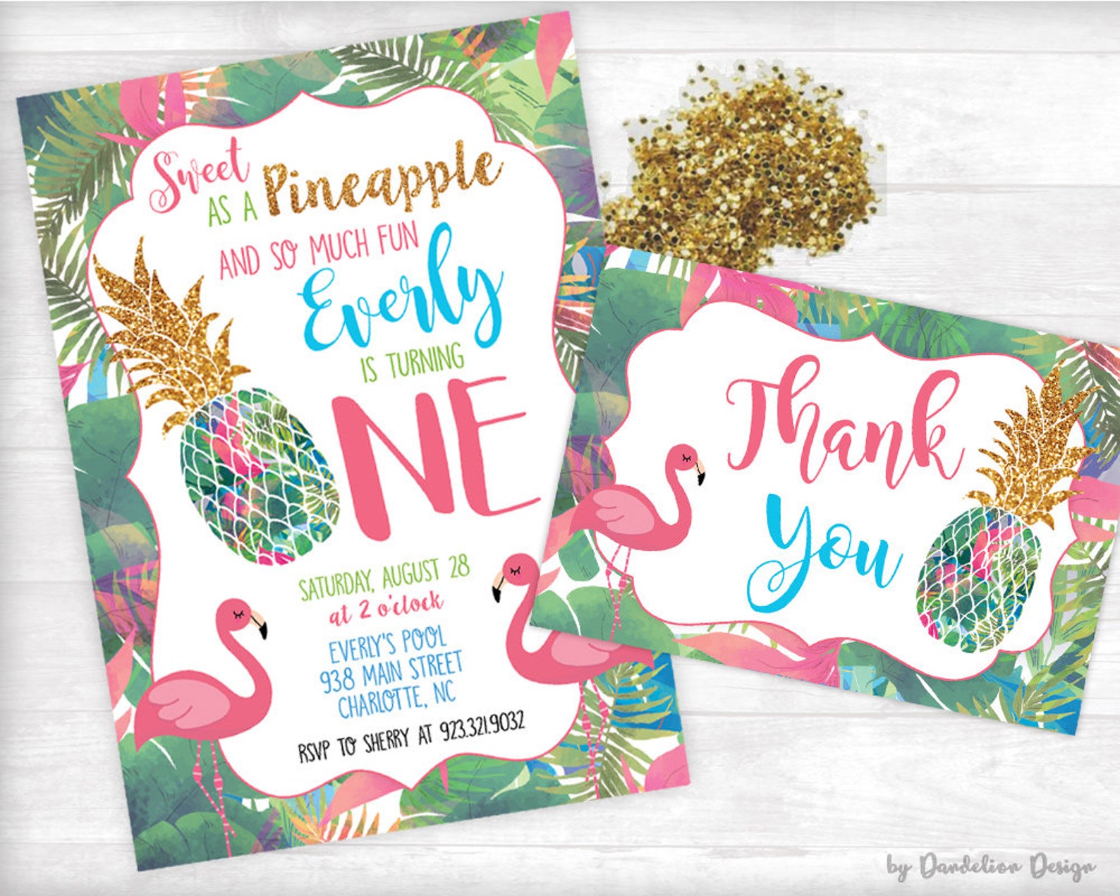 Sweet as A Pineapple First Birthday Invitation Printable - Etsy